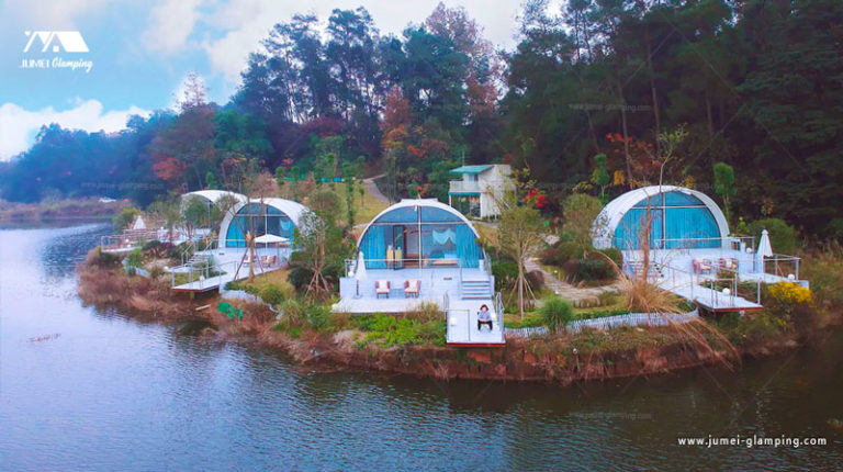 Luxury Shell Glamping Pod by the Lake - Jumei Glamping Tents