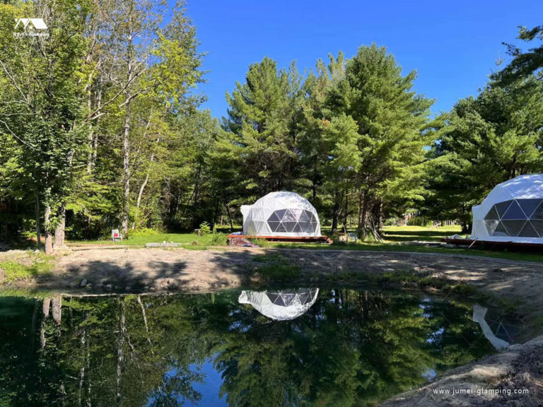 Amazing 7m and 6m Glamping domes in the Woods by Lake - Jumei Glamping ...