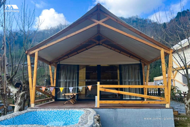 Glamping in All Season Safari Tents with Private Spa - Jumei Glamping Tents