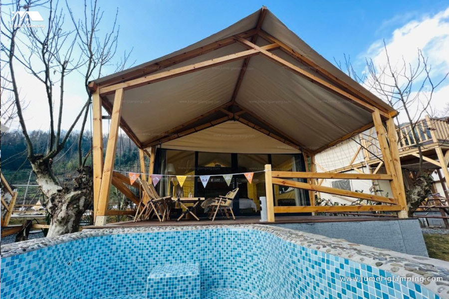 Glamping in All Season Safari Tents with Private Spa - Jumei Glamping Tents