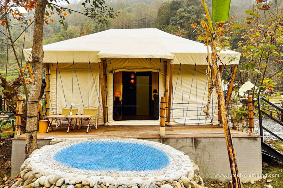 Glamping in All Season Safari Tents with Private Spa - Jumei Glamping Tents